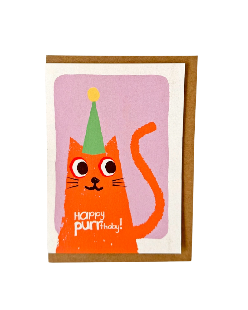 Happy Purrthday Cat Birthday Card – Poppies for Grace