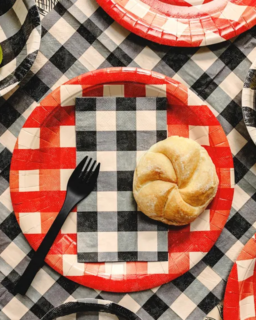 Large Red and White Checkered Paper Plates – Poppies for Grace