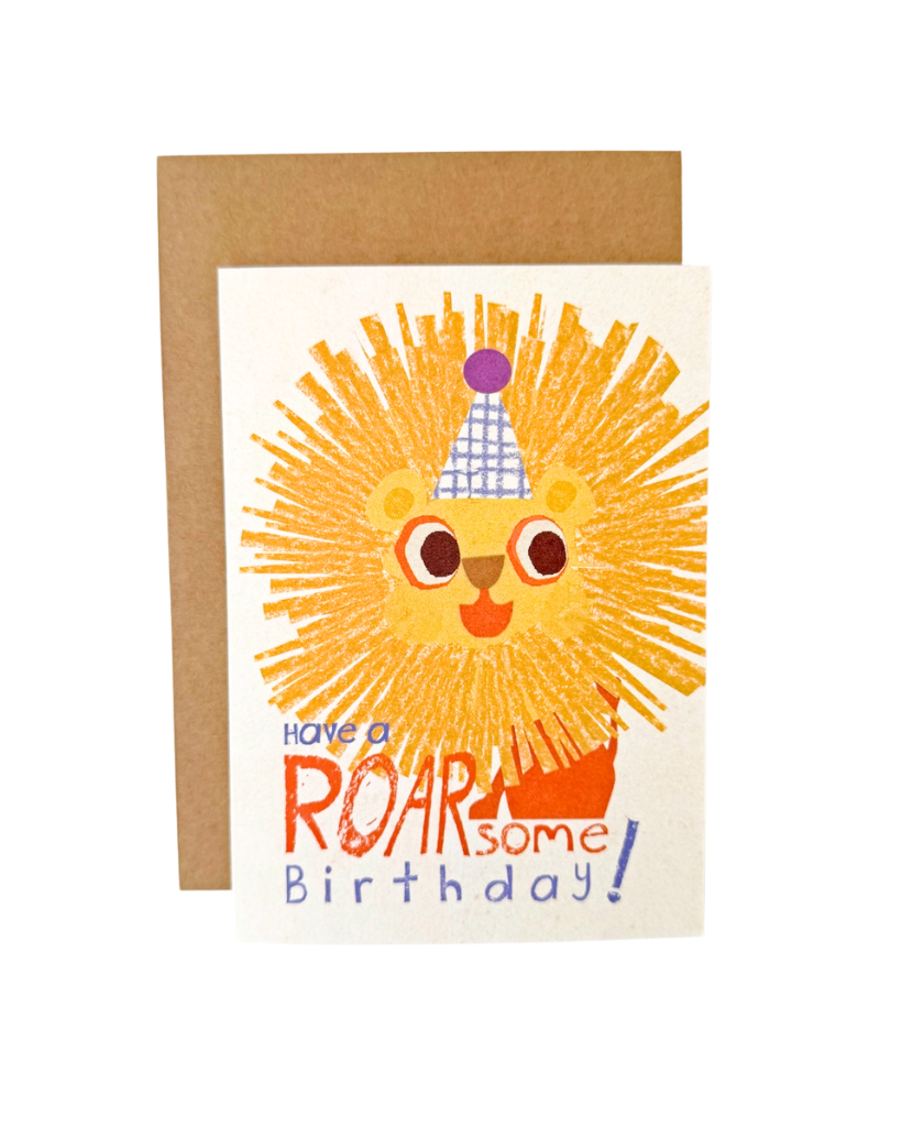 Roarsome Lion Birthday Card – Poppies for Grace